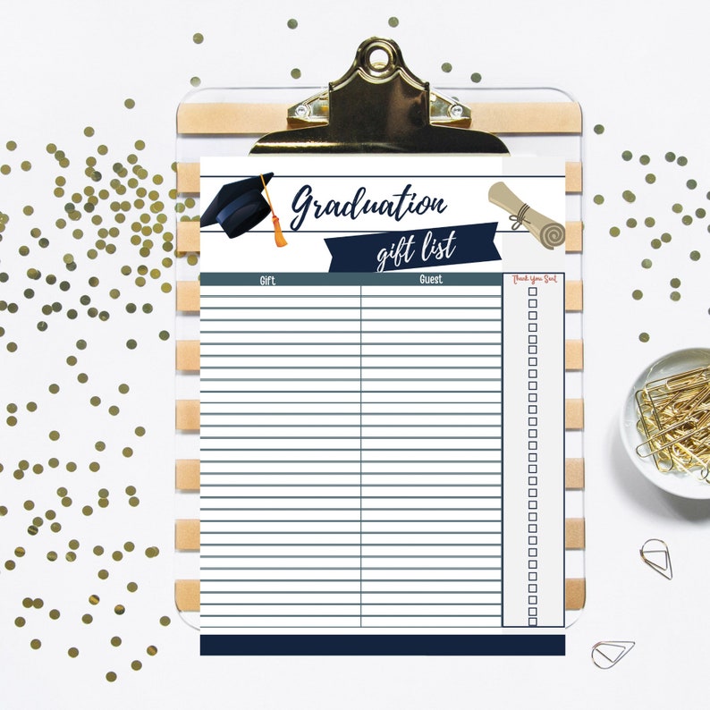 Graduation Gift List Printable | Graduation Party Planner | Guest List ...
