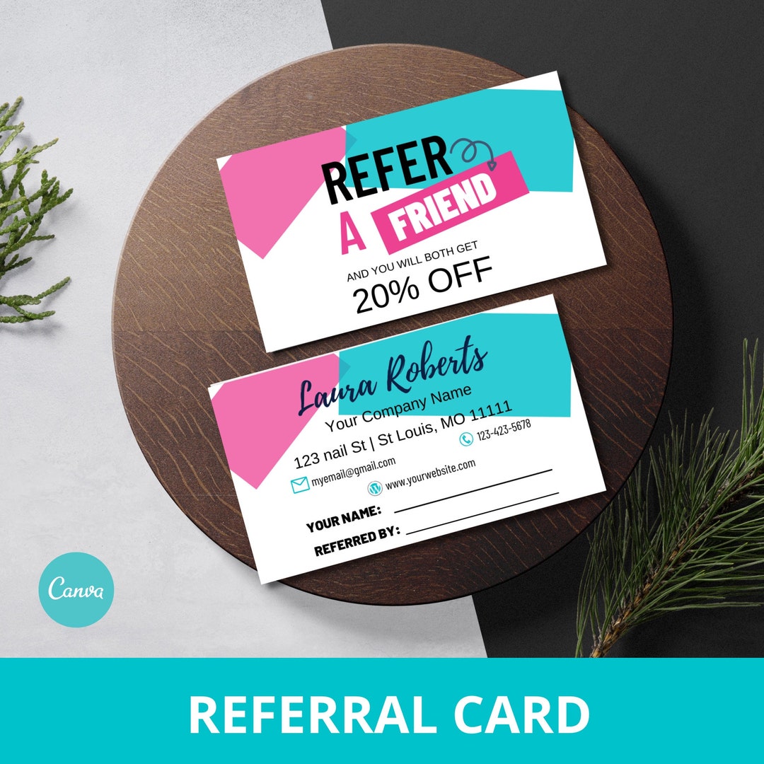 Editable Business Referral Card Template: Professional Design (canva ...