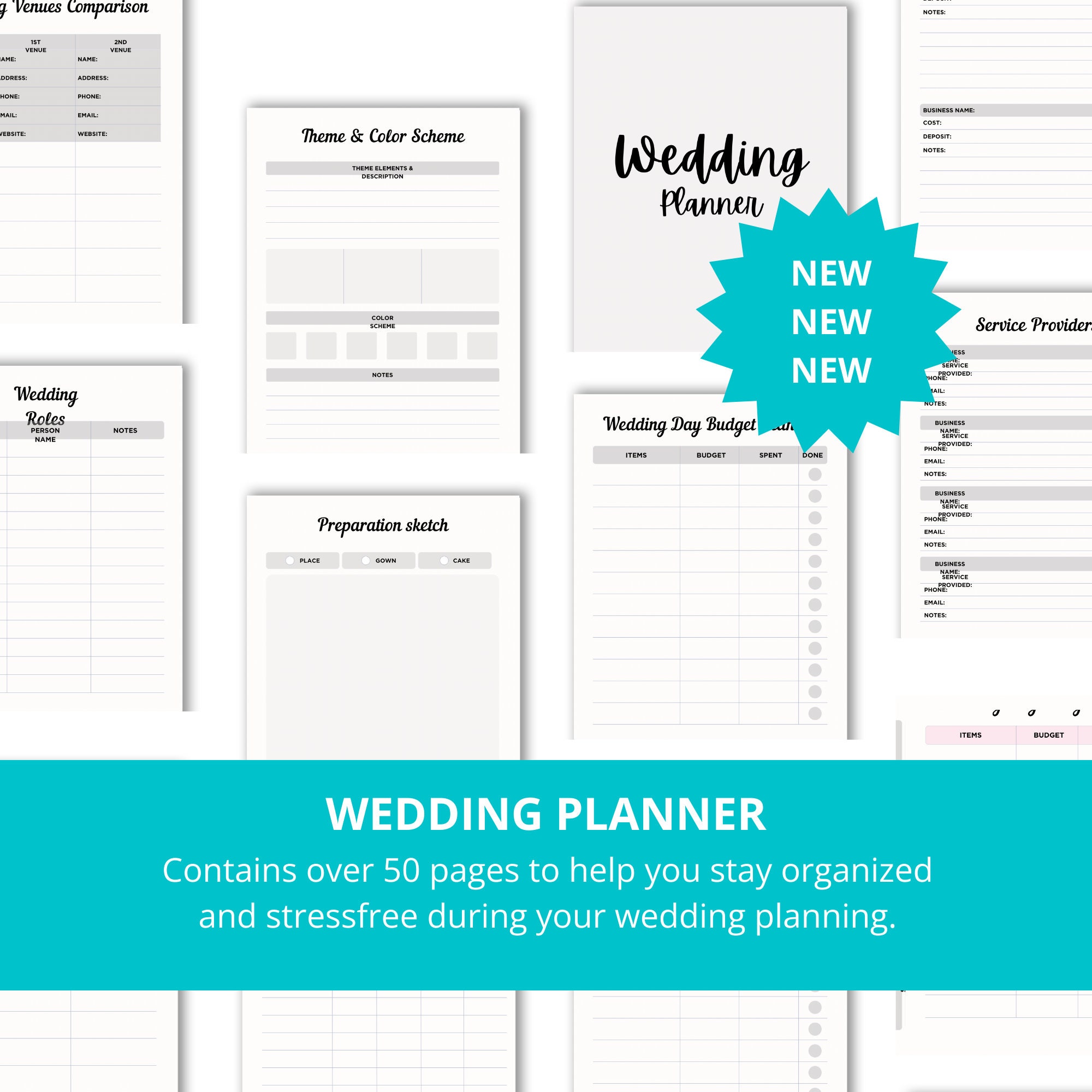 Minimalist Wedding Day Planner, Printable Wedding Planner, Wedding ...