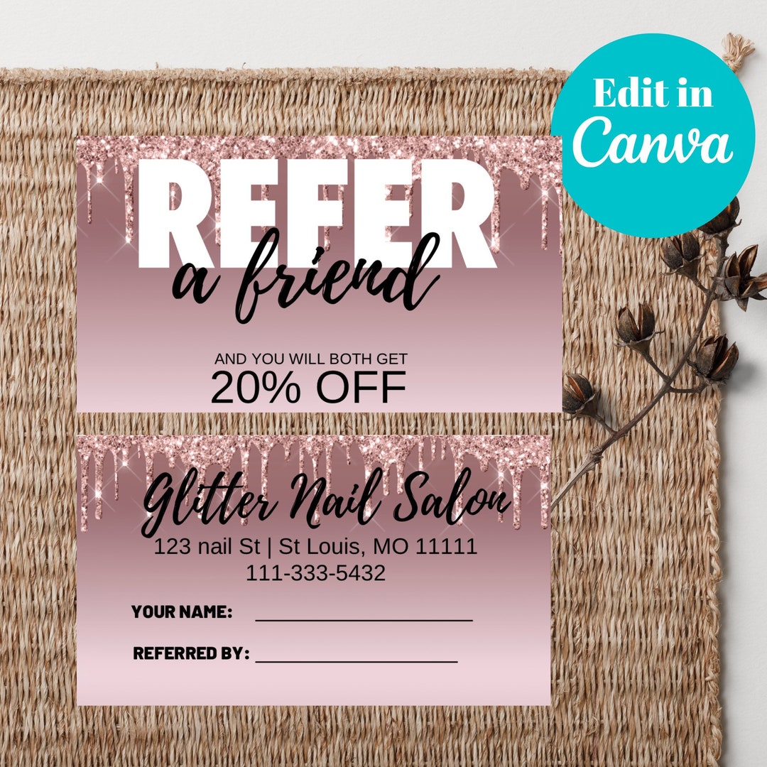 Business Referral Card, CANVA Template, Refer a Friend Card Template ...