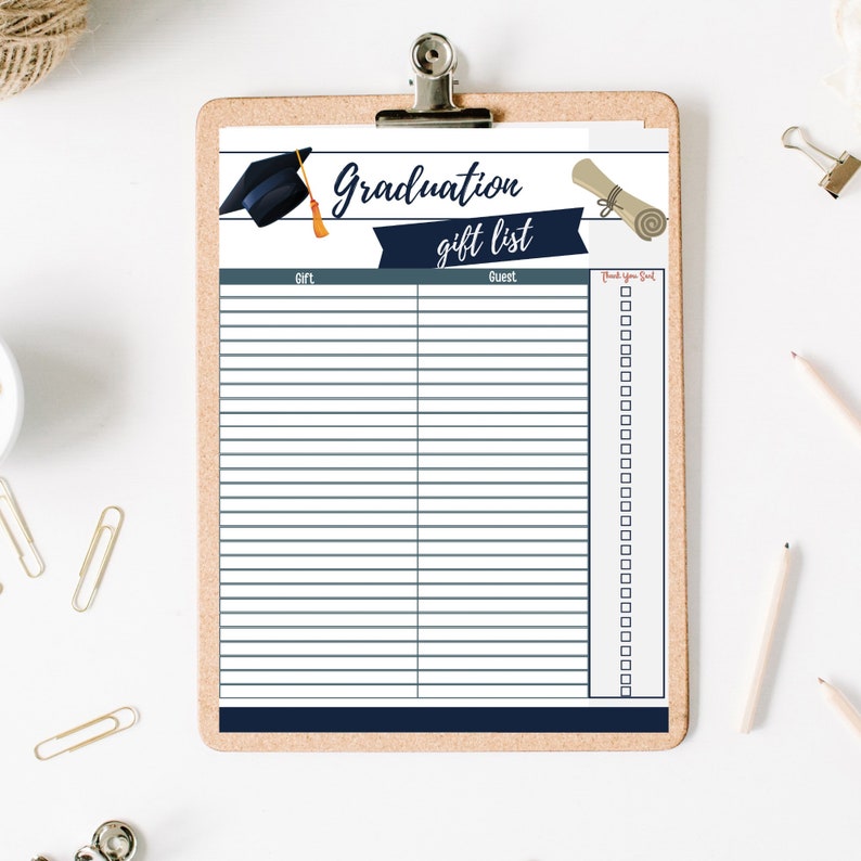 Graduation Gift List Printable | Graduation Party Planner | Guest List ...