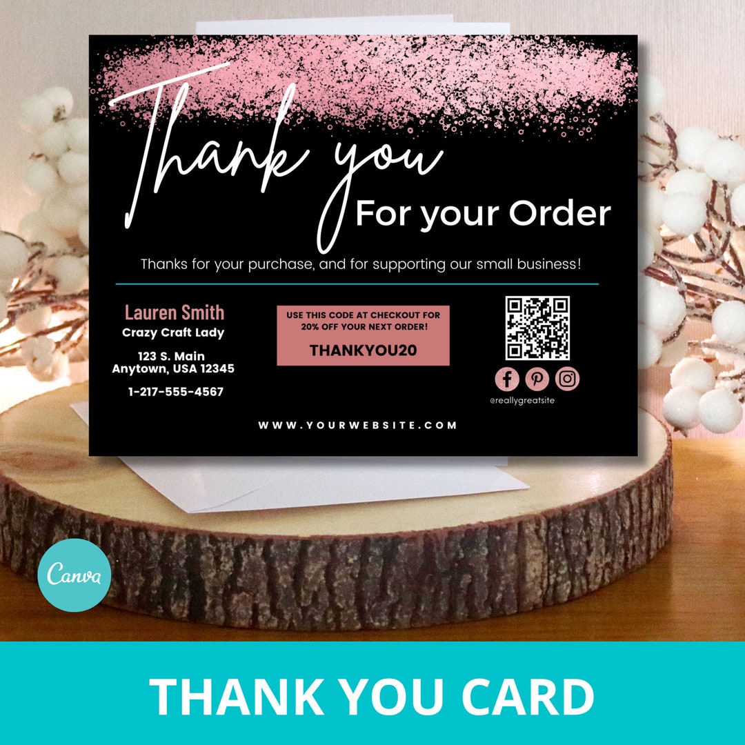 Thank You Card Template, CANVA Template,professional Thank You Card, QR ...