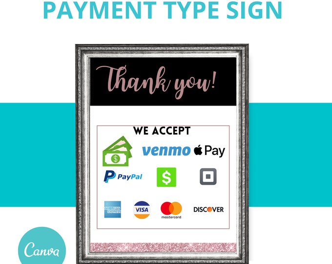 Printable Payment Sign We Accept Credit Cards Sign Vendor Payment Sign ...