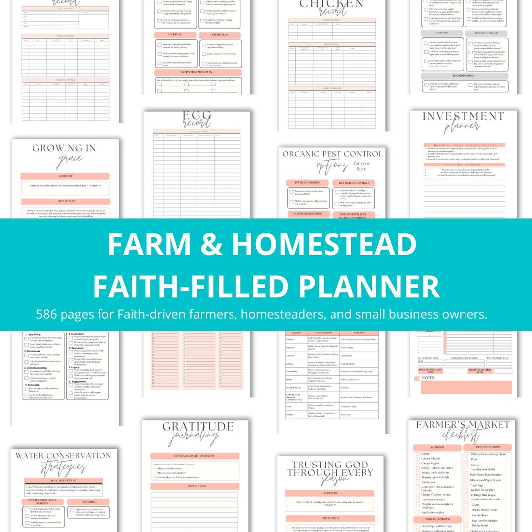 Farm & Homestead Planner Printable | 536-page Faith-based Farm Business ...
