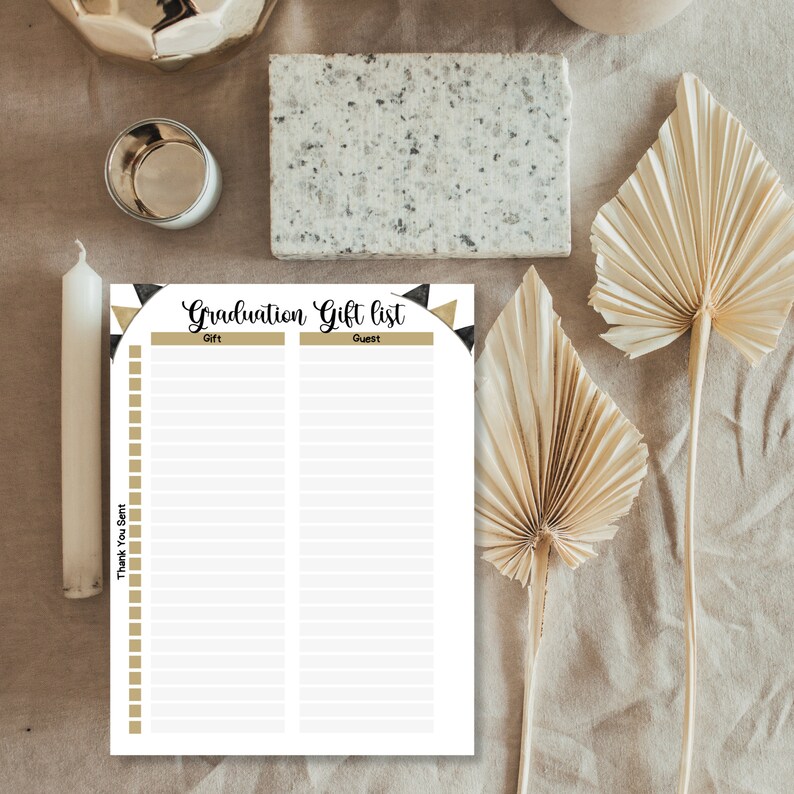 Graduation Guest List Printable, Graduation Gift List Printable, Guest ...