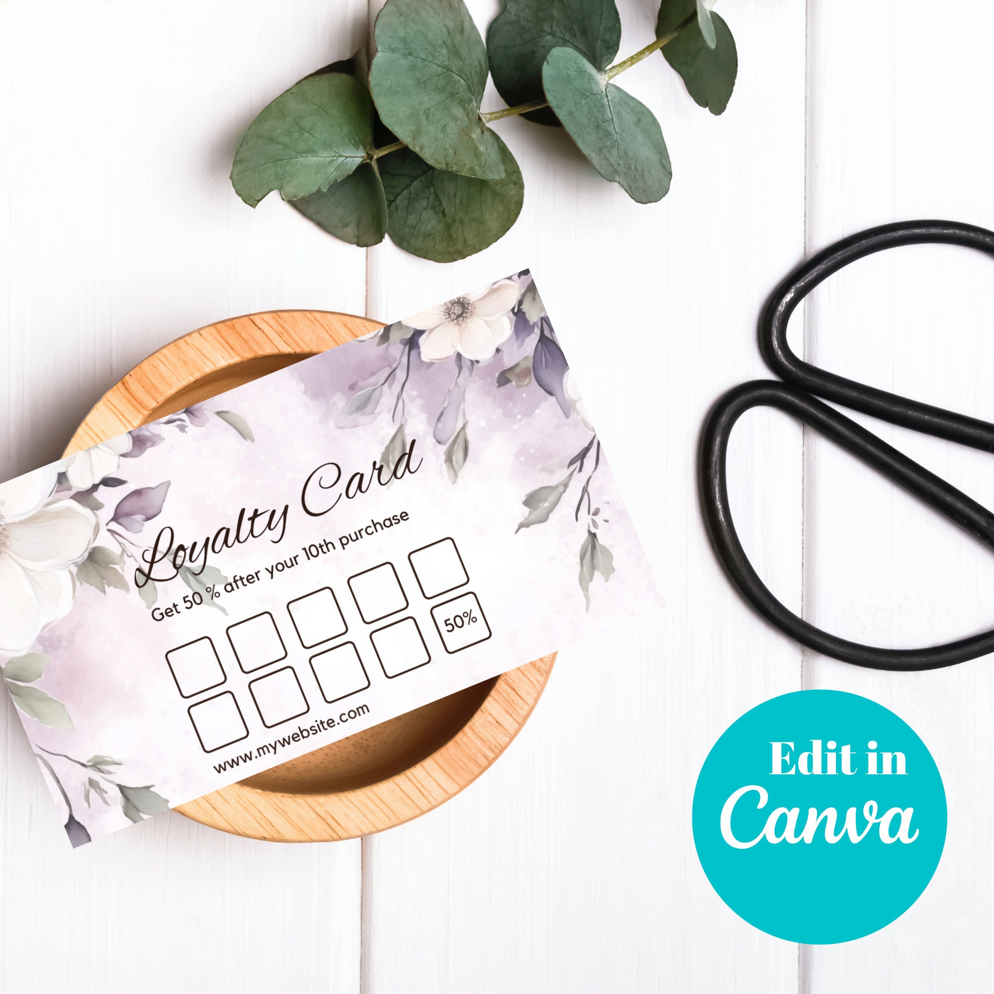 Purple Floral Loyalty Card Template, Loyalty Card Template ...
