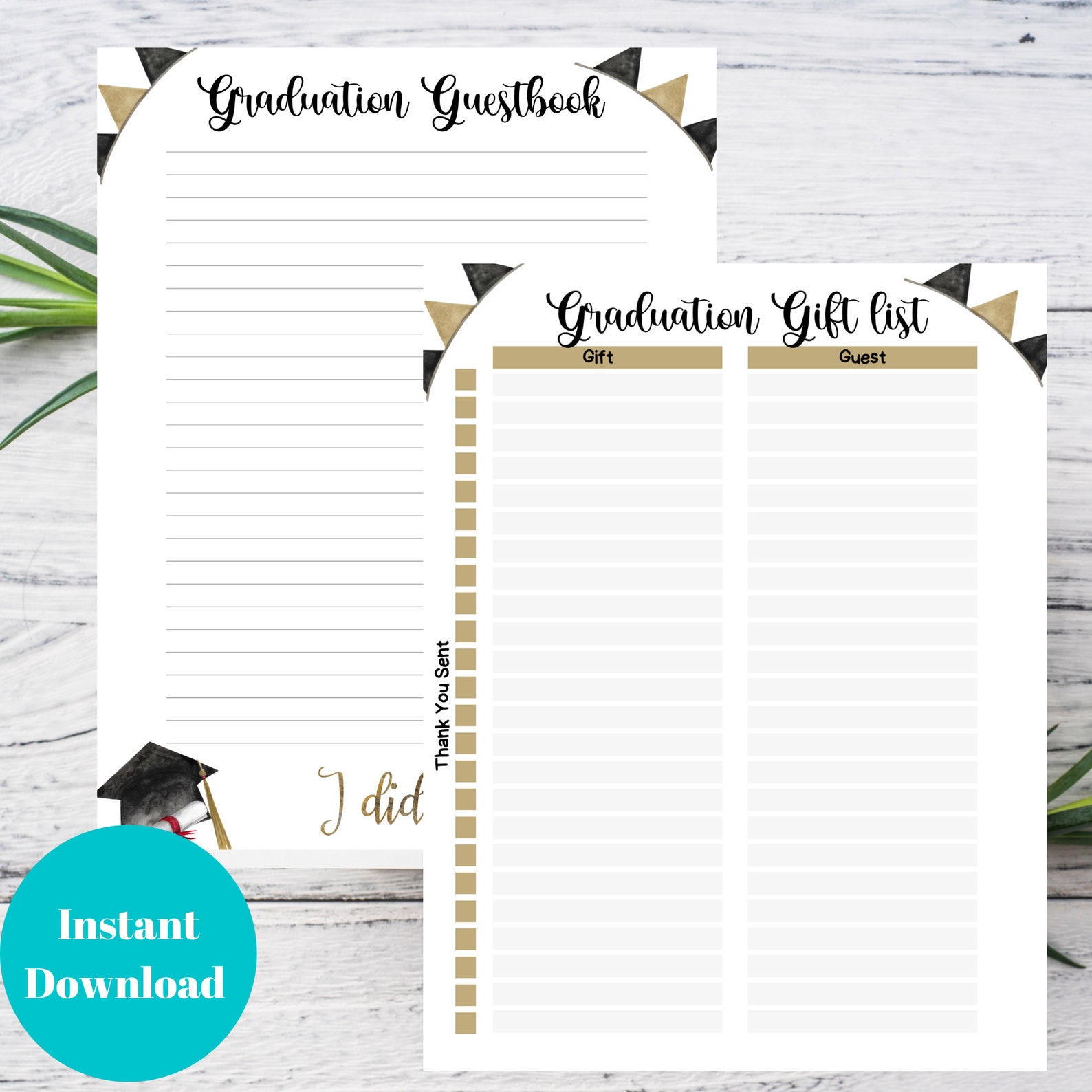 Graduation Guest List Printable, Graduation Gift List Printable, Guest ...