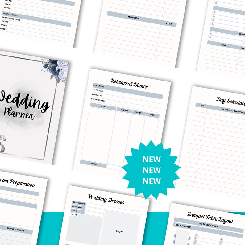Wedding Day Planner, Printable Wedding Planner, Wedding Planning Book, Comprehensive Wedding ...