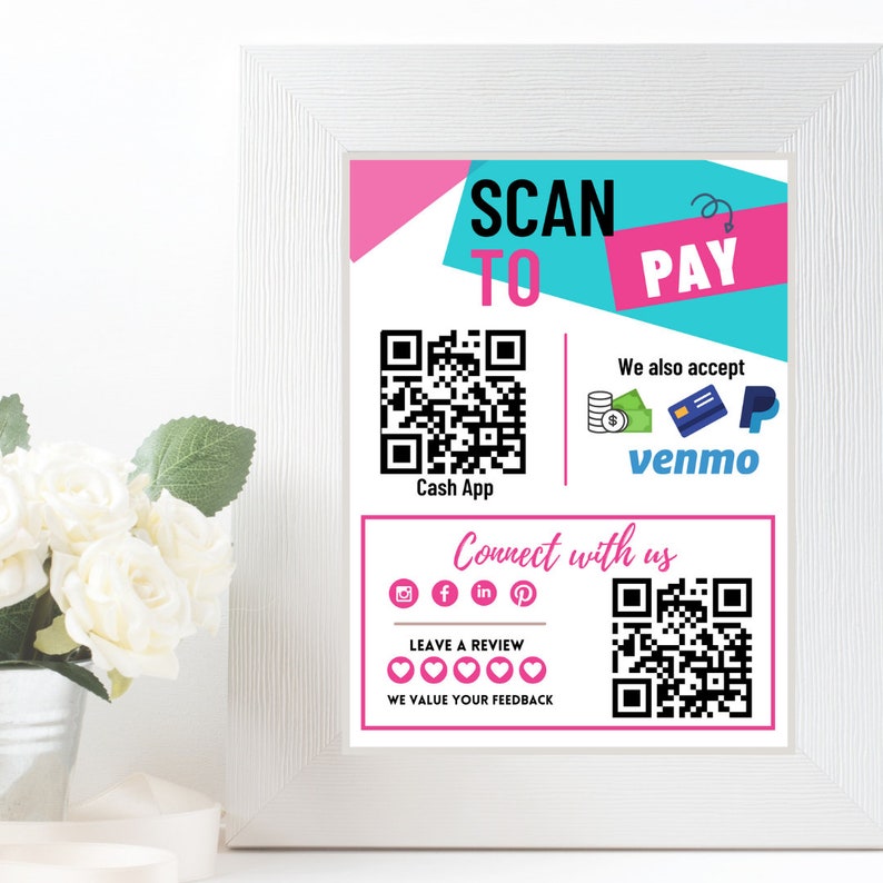 Colorful Payment Type Sign Bundle, Editable Payment Sign Template ...