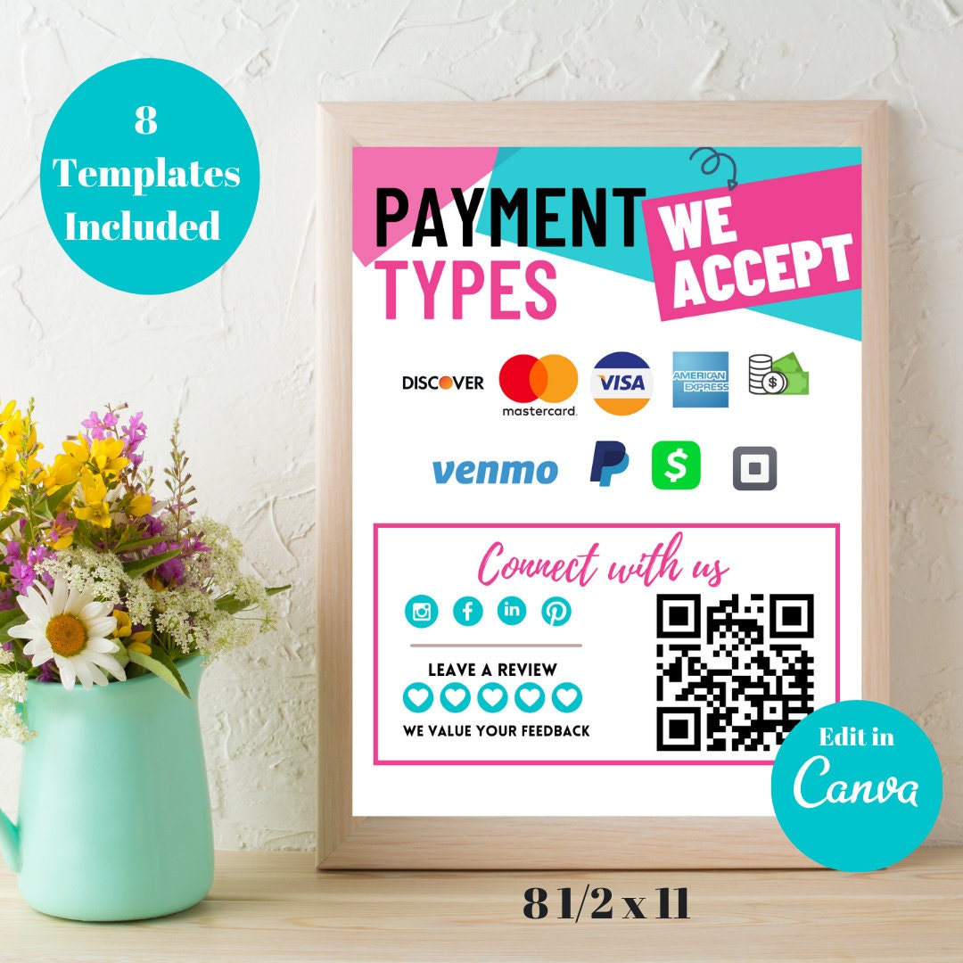 Payment Type Canva Template Bundle: QR Code Options (8 Templates) - Etsy