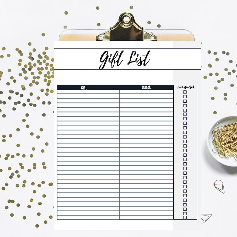 Basic Gift List Bridal Shower Gift List Baby Shower Gift - Etsy