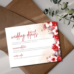 Red Wedding Invitation Bundle, Editable Wedding Stationery, Canva ...