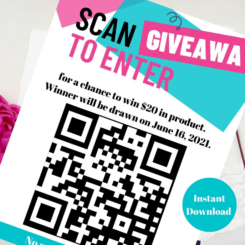 Colorful Scan to Enter QR Code Sign: Editable Canva Template (digital ...