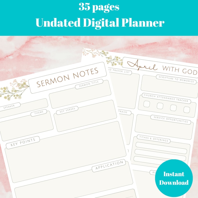 Faith-based Planner, Undated Digital Planner, Daily Planner, Weekly ...
