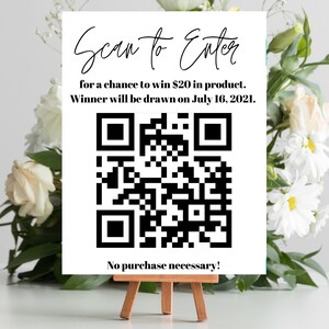 Black & White Scan to Enter QR Code Sign: Editable Canva Template ...