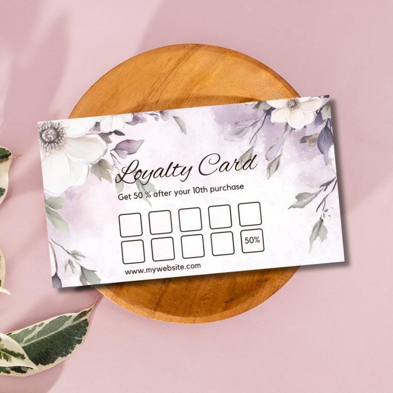 Purple Floral Loyalty Card Template, Loyalty Card Template ...