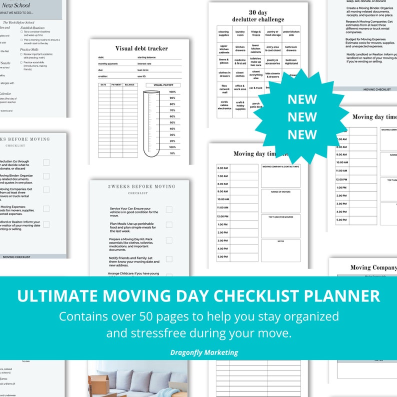 Moving Day Checklist, Moving Planner PDF, Home Moving Planner ...