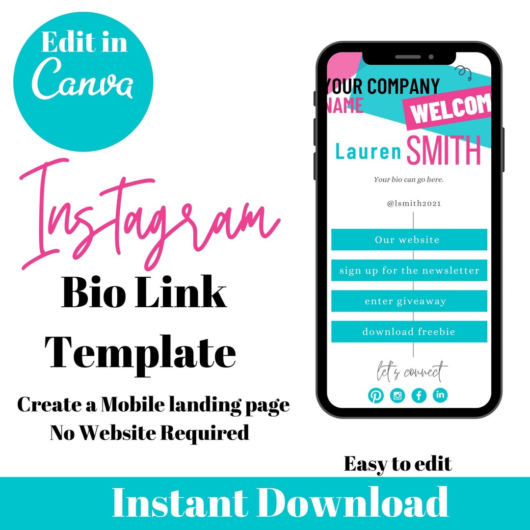 Instagram Bio Page,instagram Landing Page, Link in Bio Template, Canva ...