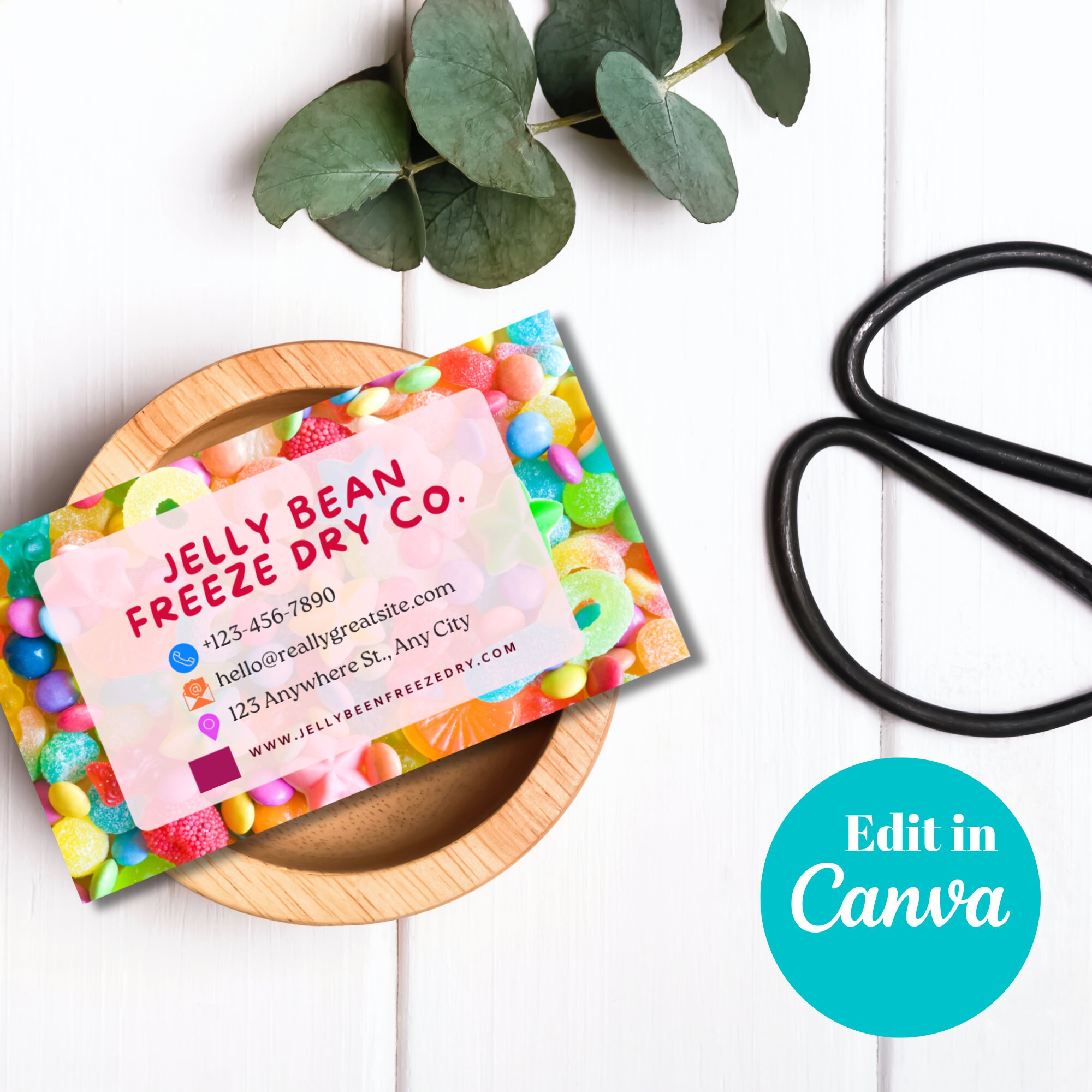 Freeze Dry Candy Business Card, Canva Business Card Template, Editable ...