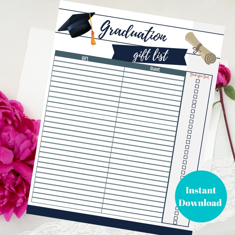 Graduation Gift List Printable | Graduation Party Planner | Guest List ...