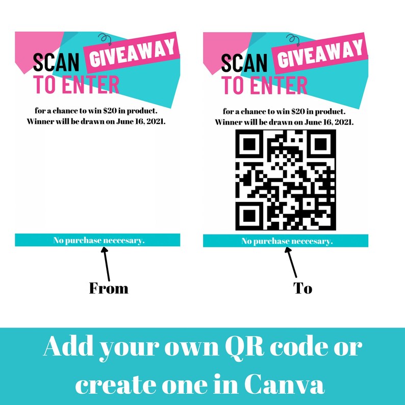 Colorful Scan to Enter QR Code Sign: Editable Canva Template (digital ...