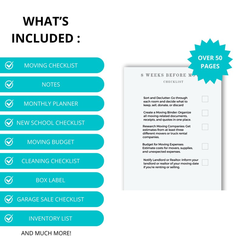 Moving Day Checklist, Moving Planner PDF, Home Moving Planner ...