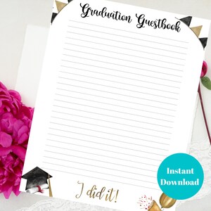 Graduation Guest List Printable, Graduation Gift List Printable, Guest ...