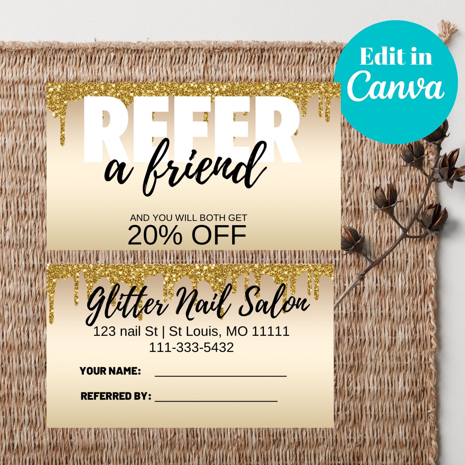 Business Referral Card Template, Canva Referral Card, Editable Referral ...