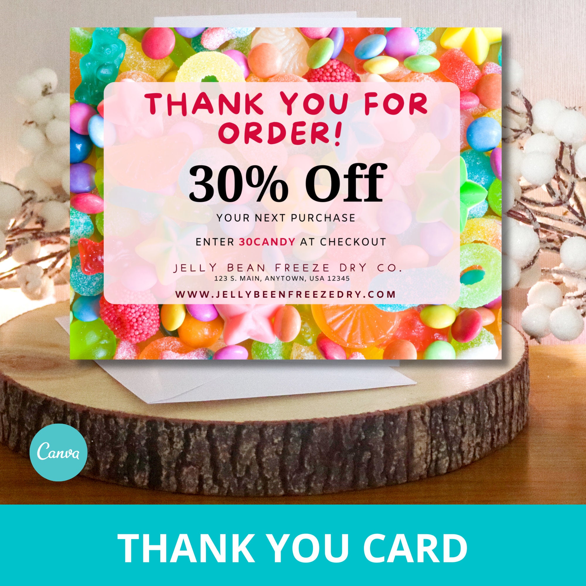 Freeze Dry Candy Thank You Card Template, CANVA Template, Editable ...
