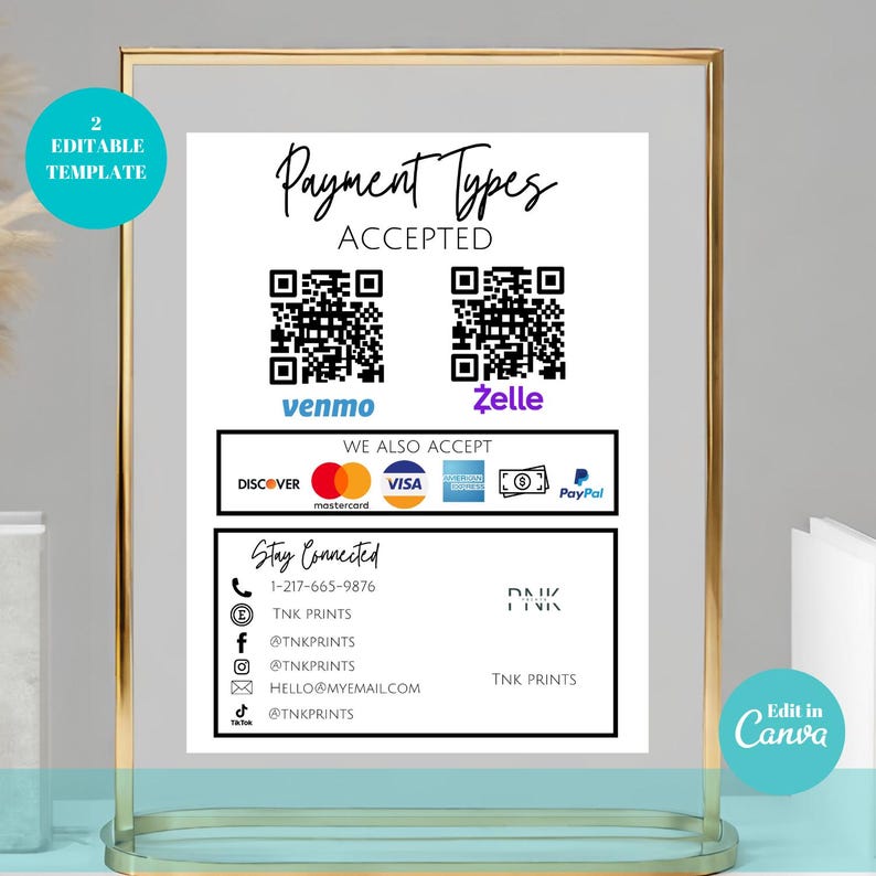 Editable Payment Sign Canva Template | QR Code Scan to Pay + Basic ...