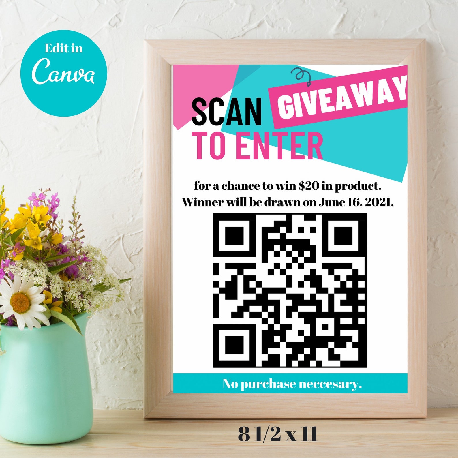 Scan to Enter Sign, QR Code Entry Sign, QR Code Sign, Colorful Event ...