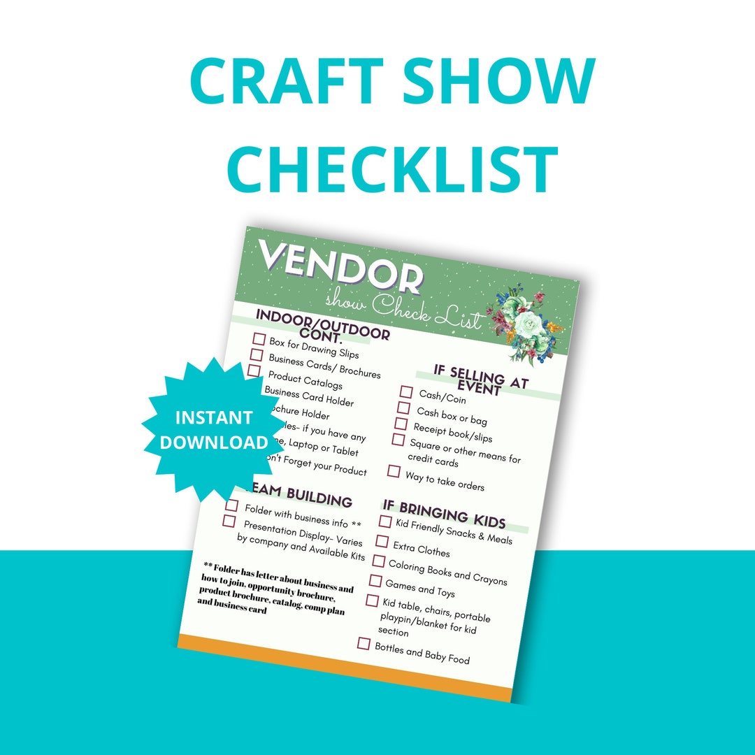 Craft Show Checklist: Vendor Event Supplies (PDF Download) - Etsy