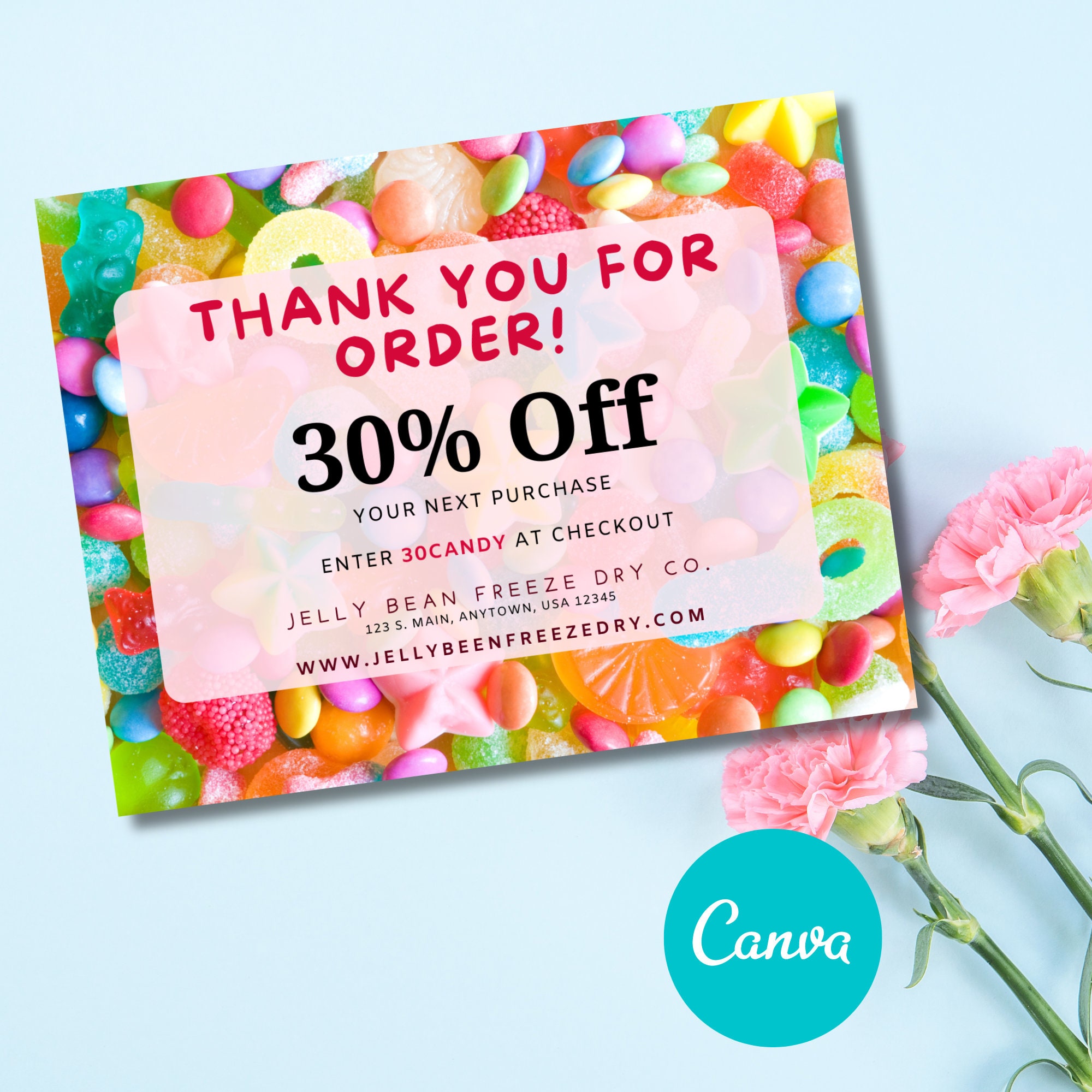 Freeze Dry Candy Thank You Card Template: Editable Canva (5.5x4.25) - Etsy
