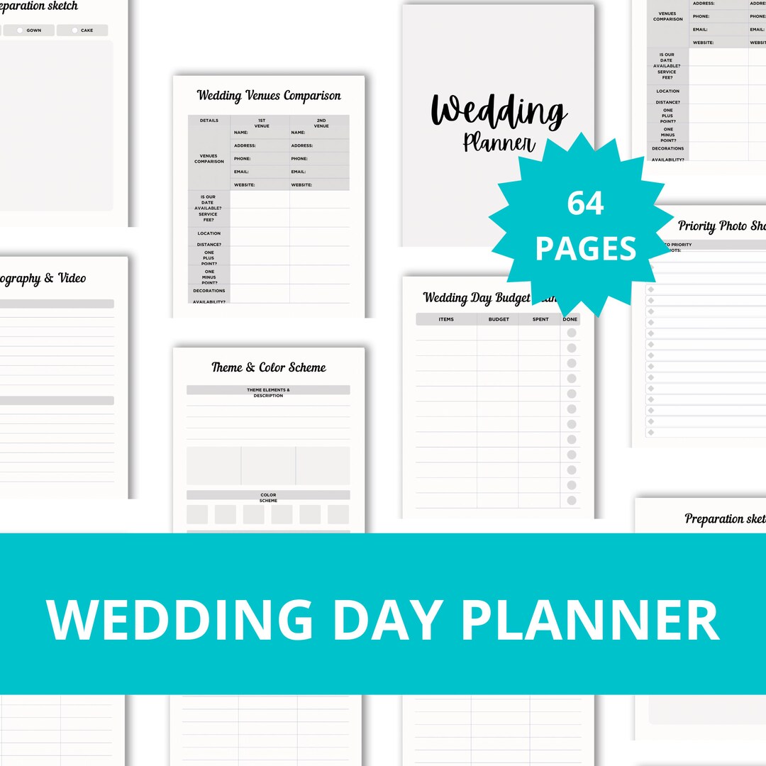 Minimalist Wedding Day Planner, Printable Wedding Planner, Wedding ...