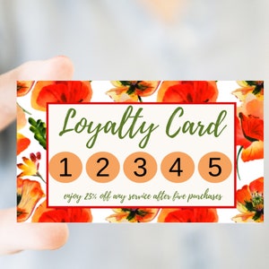 Floral Loyalty Card Template, Loyalty Card Template, Customizable ...