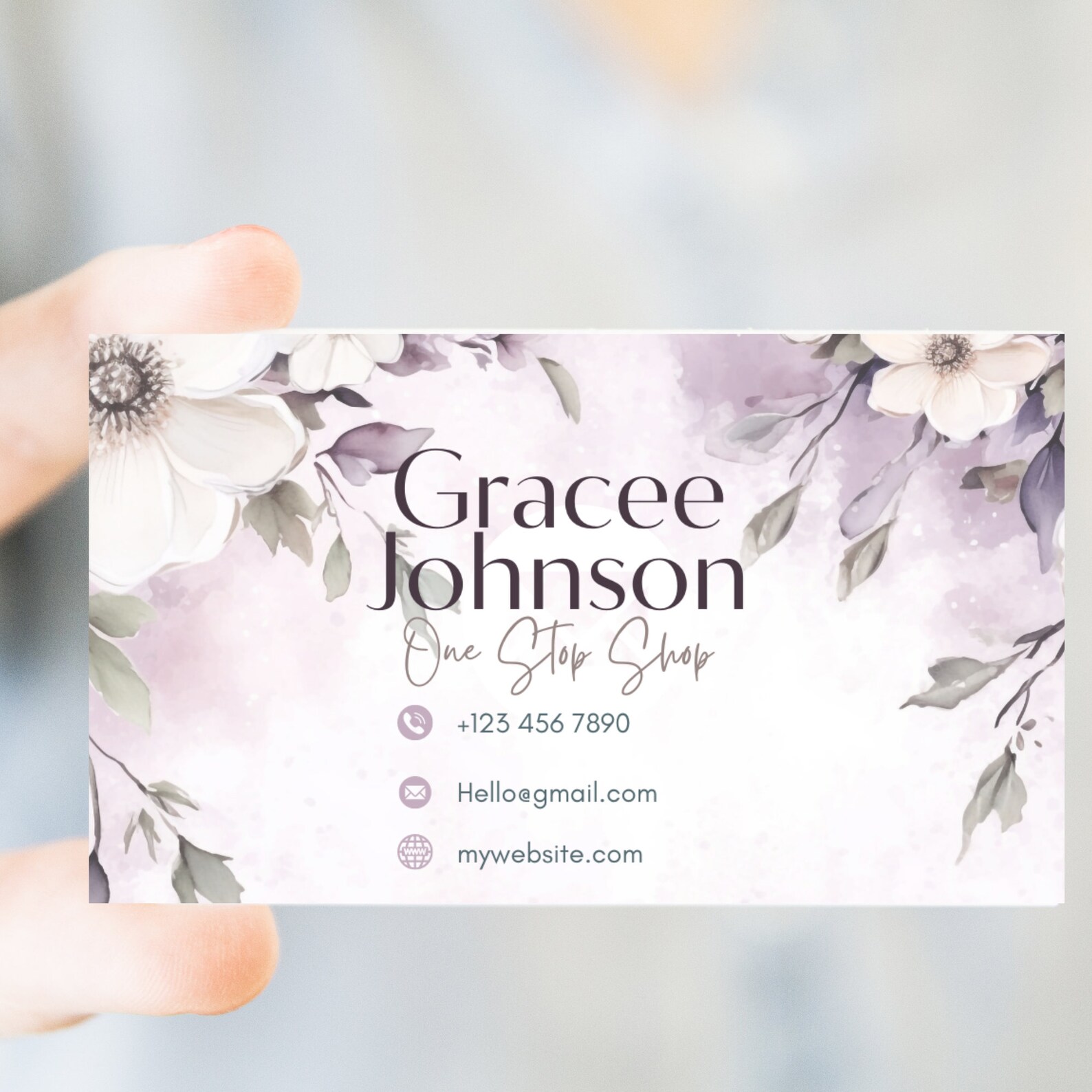 Purple Floral Loyalty Card Template, Loyalty Card Template ...