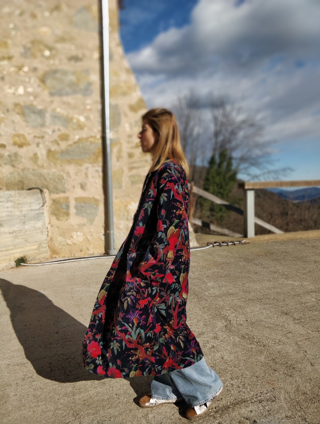 Long Velvet Jacket Navy Blue - Etsy