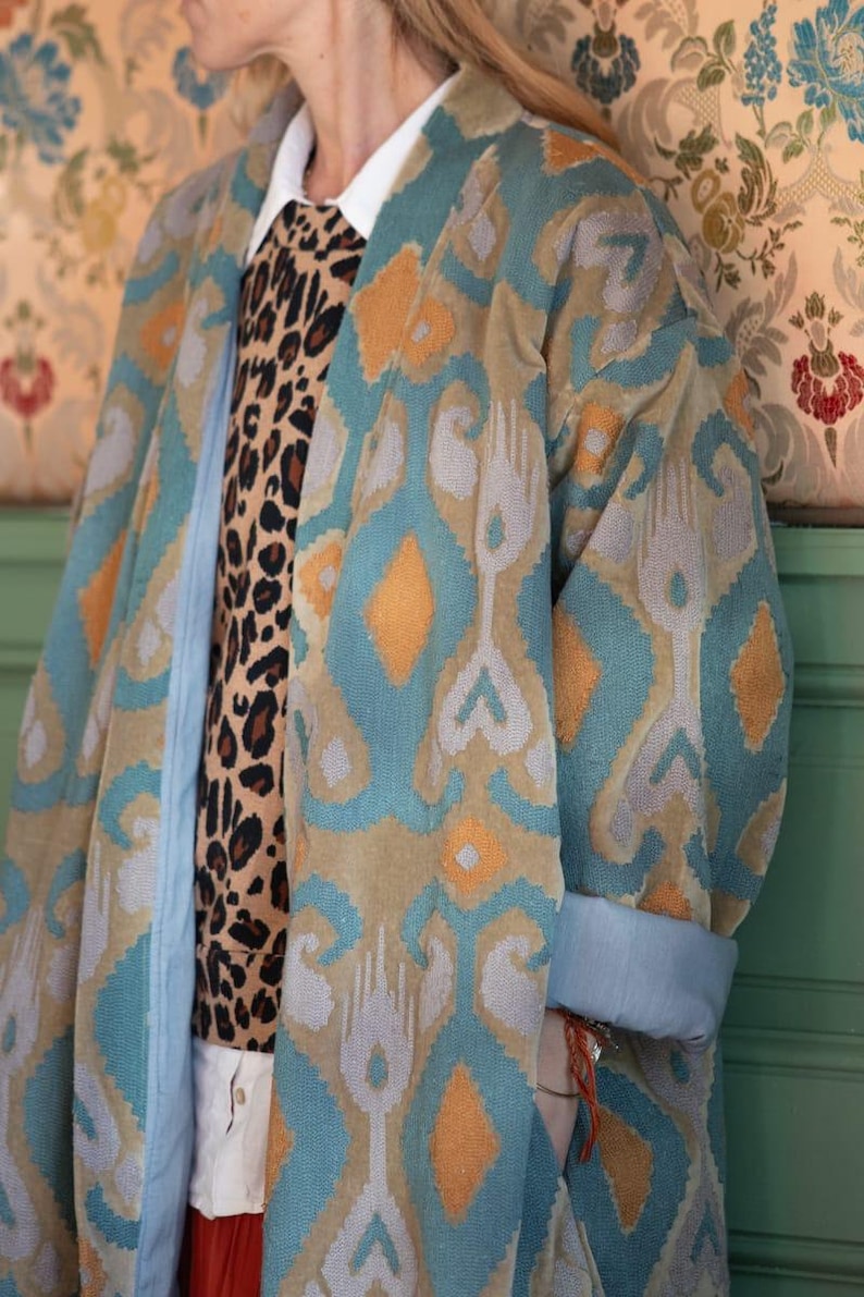 Long Velvet Embroidered Jacket - Etsy