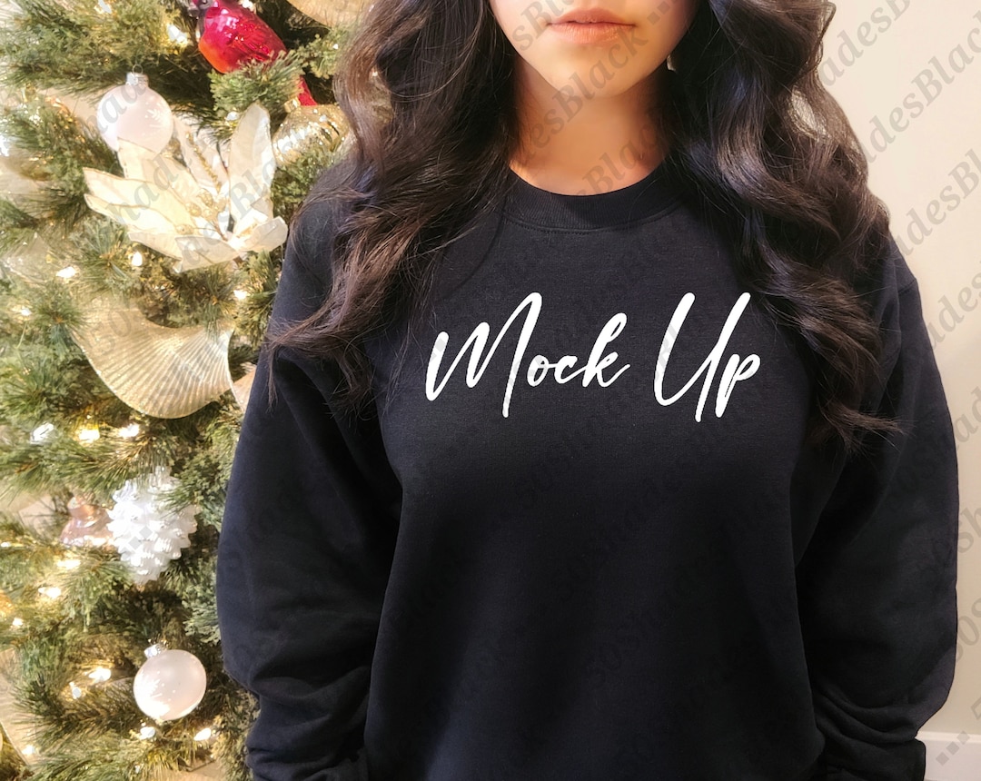 Christmas Mock up Black Crewneck Mockup Black Sweatshirt Christmas ...