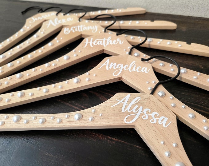 Bridal Wedding Hangers With Pearls and Vinyl - Etsy