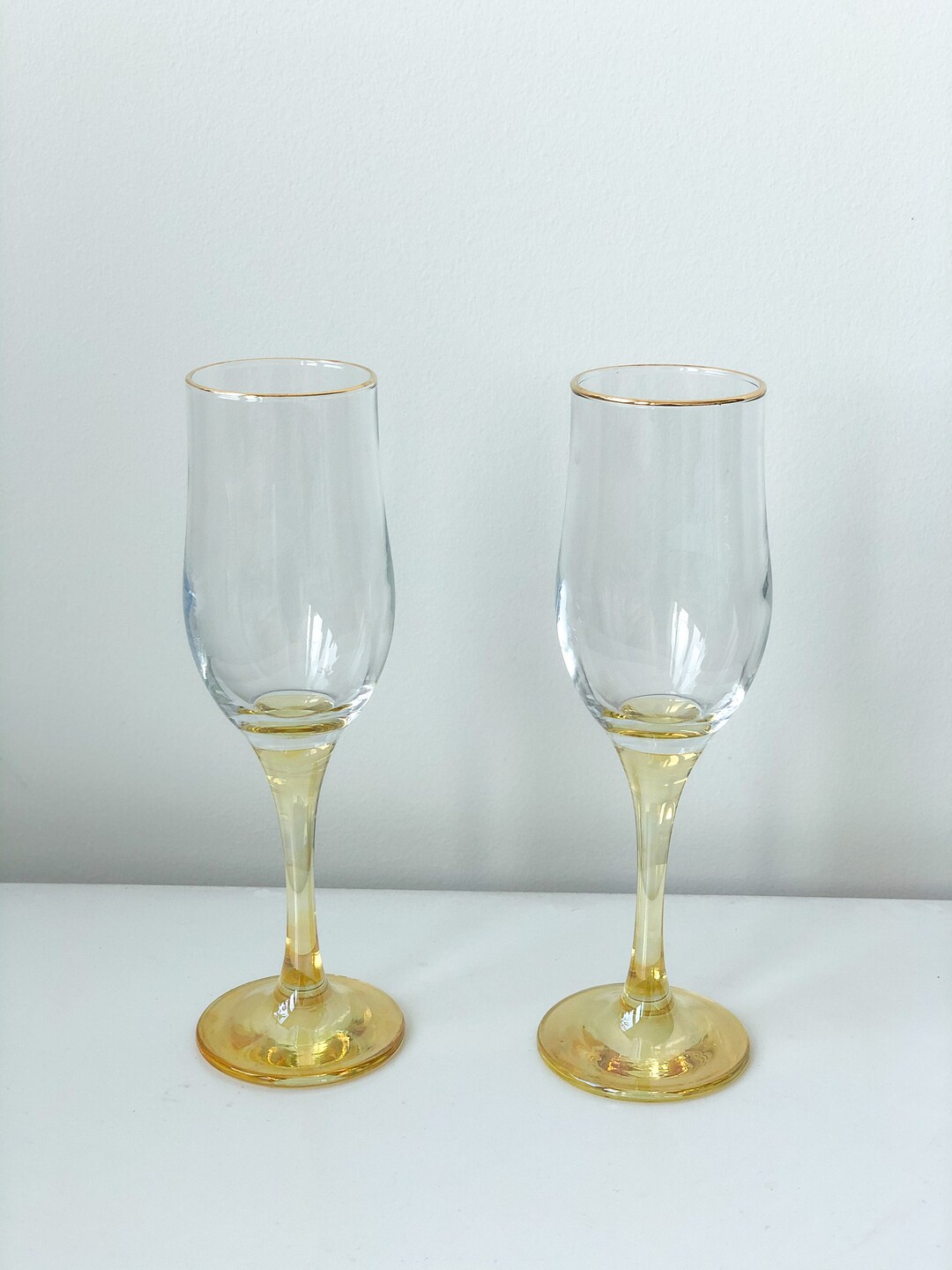 Vintage Pastel Colored Champagne Glasses - Set of 2 - Free Shipping ...