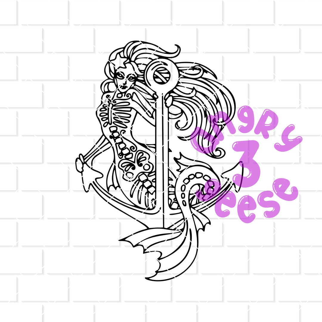 Mermaid Skeleton Digital Download Eps, Dxf, Svg Cut Files, Png for ...