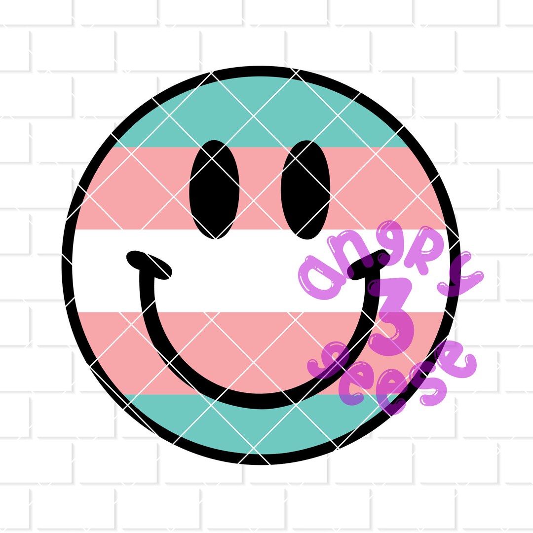 Trans Flag Smiley Face Digital Download Eps Dxf Svg Cut Files Png for ...