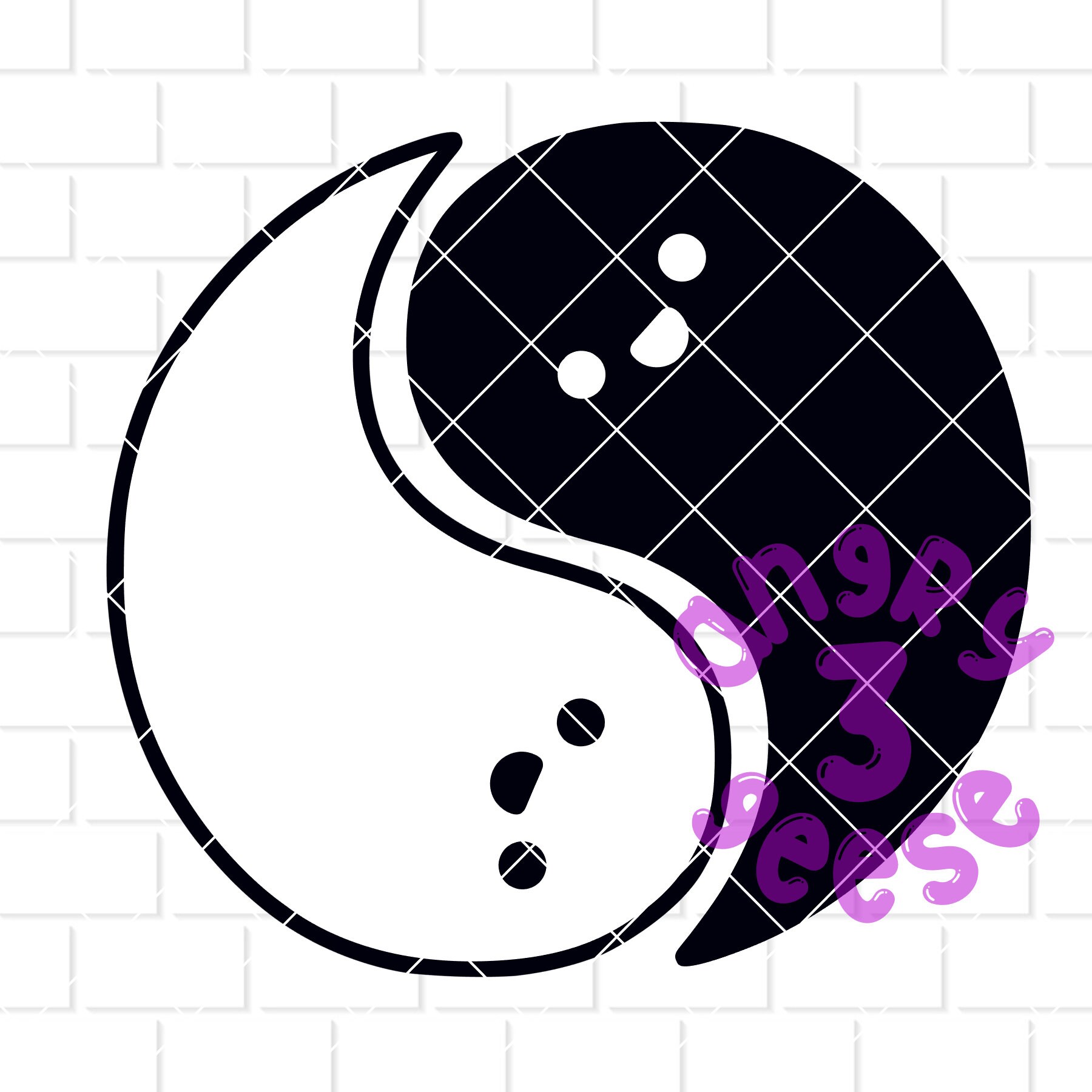 Ghost Yin Yang Digital Download Dxf, Eps, Svg Cut Files, Png for ...