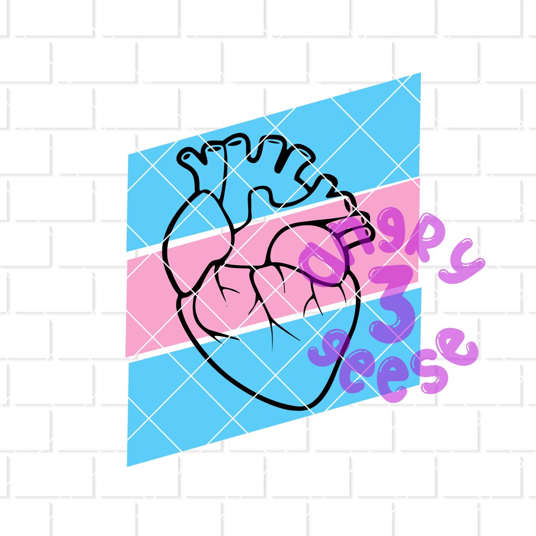 Trans Flag Heart Digital Download Eps Dxf Svg Cut Files Png for ...