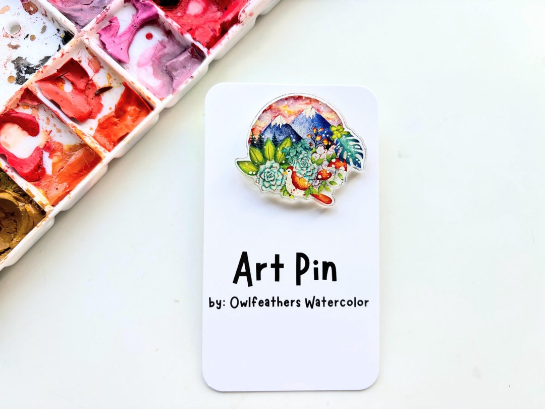 Botanical Mountains Pin | Nature Scenery Pin | Galaxy Succulent Pin ...