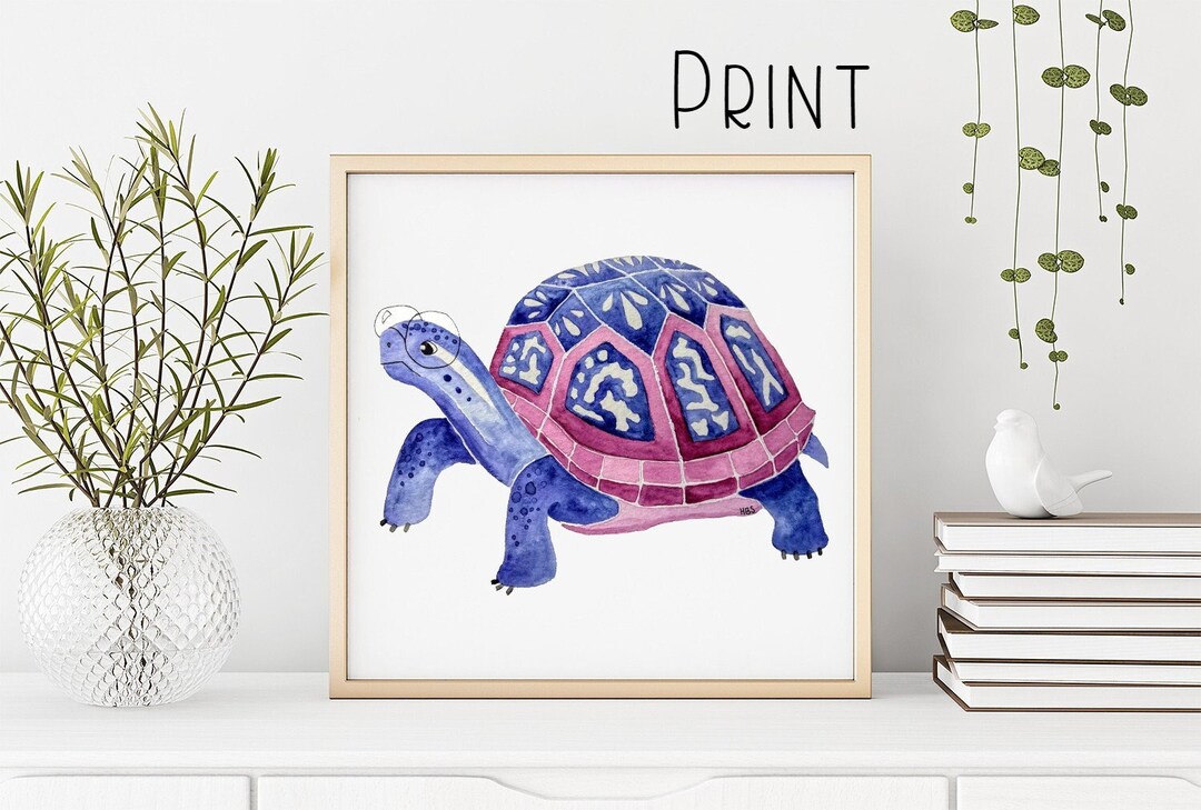 Watercolor Print: Purple Turtle Painting, Turtle Wall Art, Purple ...
