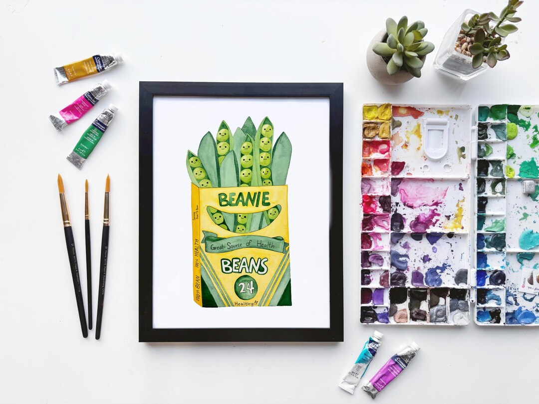 Green Bean Crayons Watercolor Print | Green Bean Crayon Box Mash-up ...