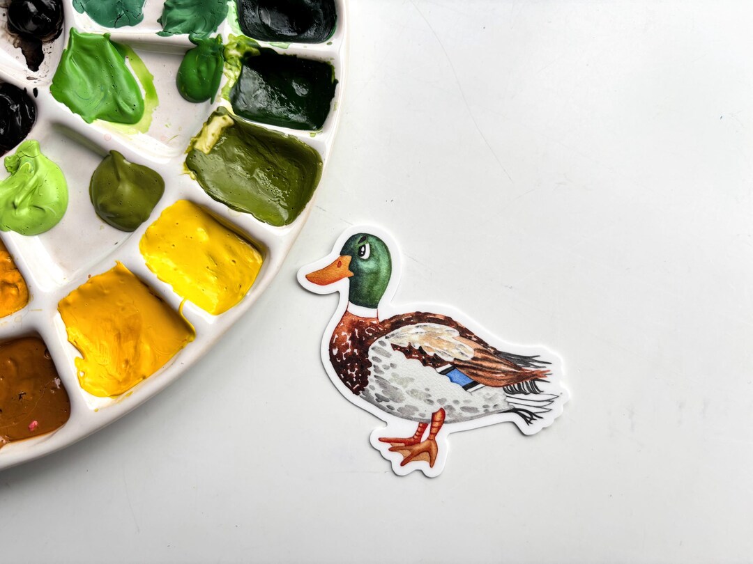 Mallard Duck Sticker – Watercolor Bird Sticker, Nature Lover Vinyl ...