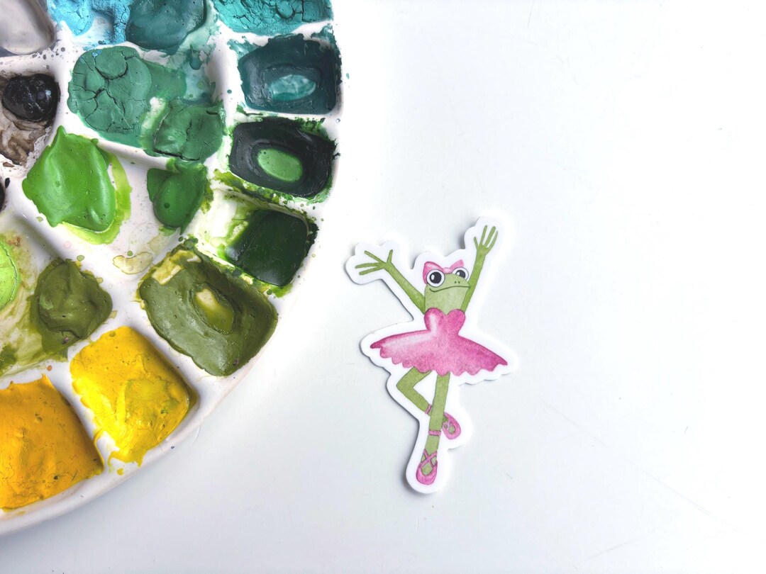 Ballerina Frog Waterproof Vinyl Sticker | Cute Dancing Frog in Pink ...